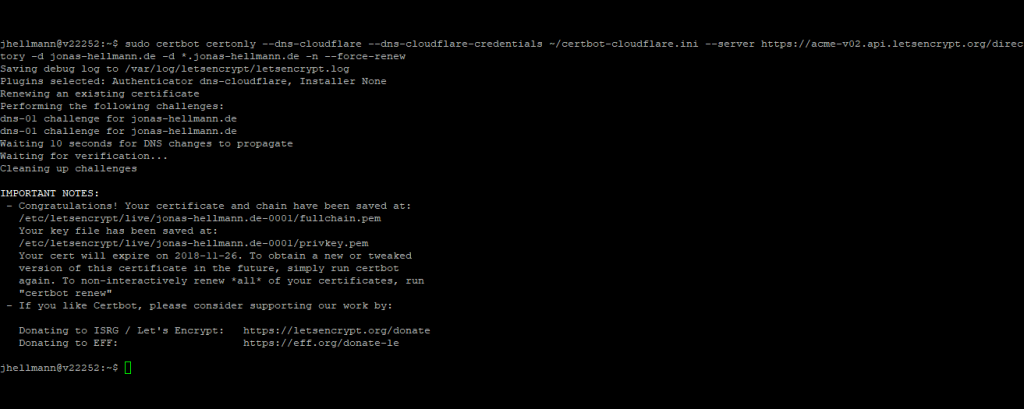 Let's Encrypt | (Wildcard-) Certificates with Certbot - Jonas Hellmann Blog
