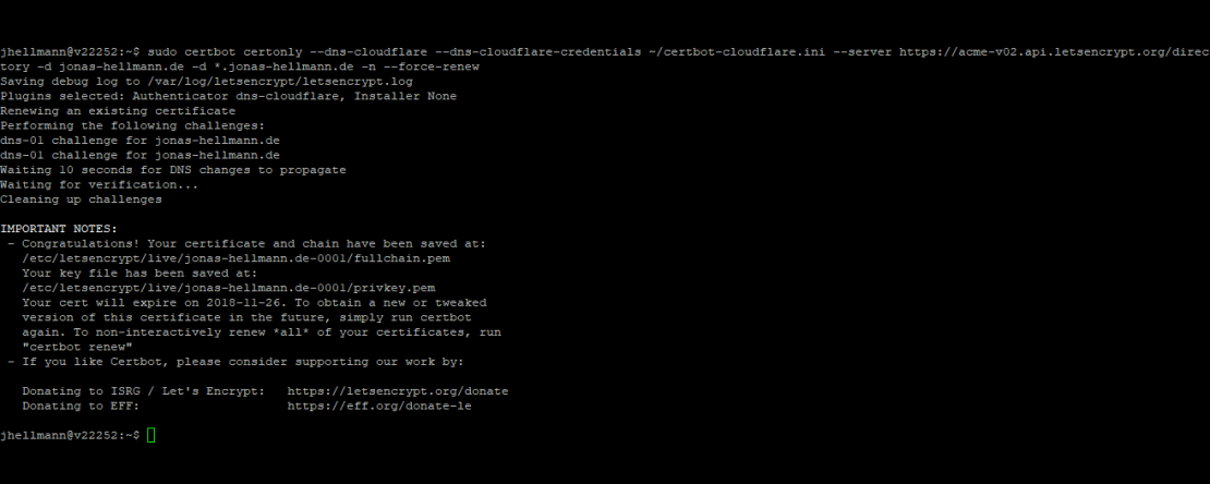 Let's Encrypt | (Wildcard-) Certificates with Certbot - Jonas Hellmann Blog
